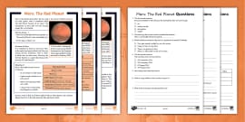 Planets and Solar System Reading Comprehension Worksheets